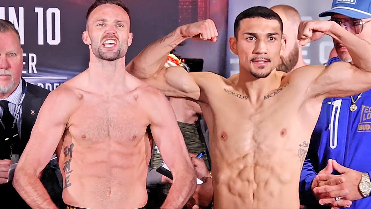 HIGHLIGHTS • JOSH TAYLOR VS TEOFIMO LOPEZ FULL WEIGH IN CARD & FACE ...