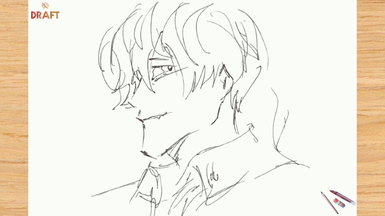 Anime man || Step By Step drawing Tutorial for beginners || How to draw ...