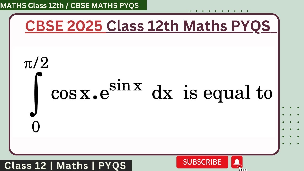 int 0 ^ pi/2 cos x.e^ sin x dx is equal to | Integral from 0 to pi/2 of ...
