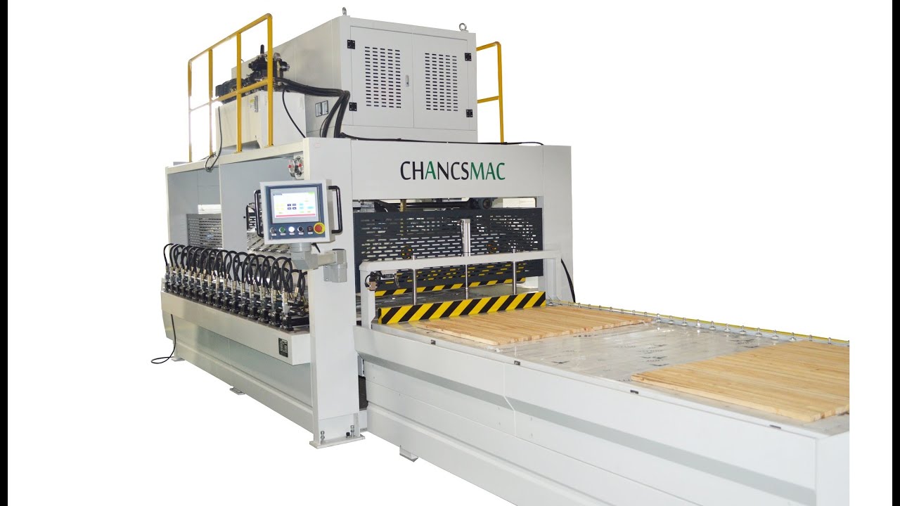 HF edge glued panel press working in customer's workshop - YouTube