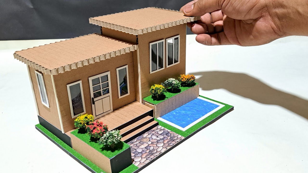 MINIATUR RUMAH DARI KARDUS #108 DESAIN RUMAH MINIALIS - YouTube