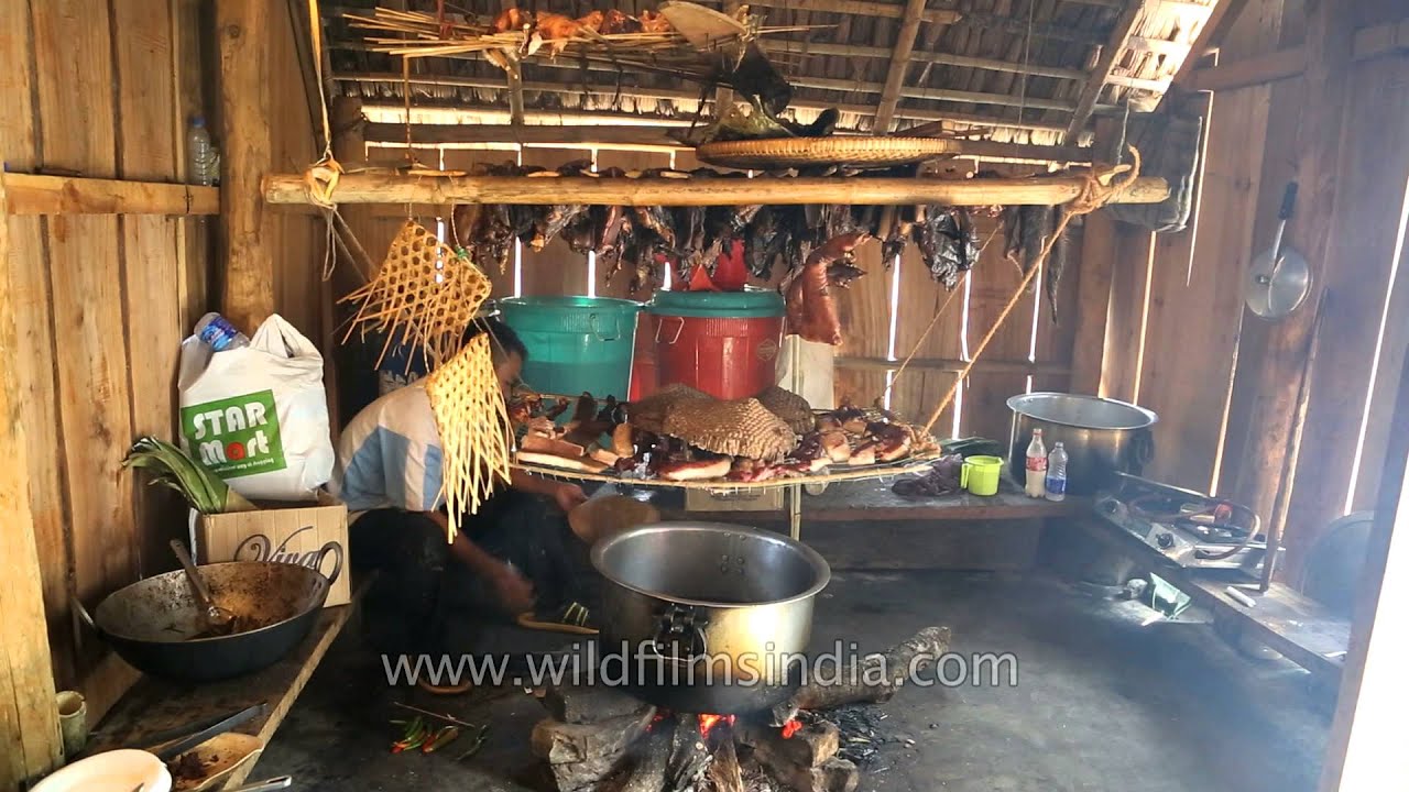 Traditional Naga style of smoking meat - YouTube