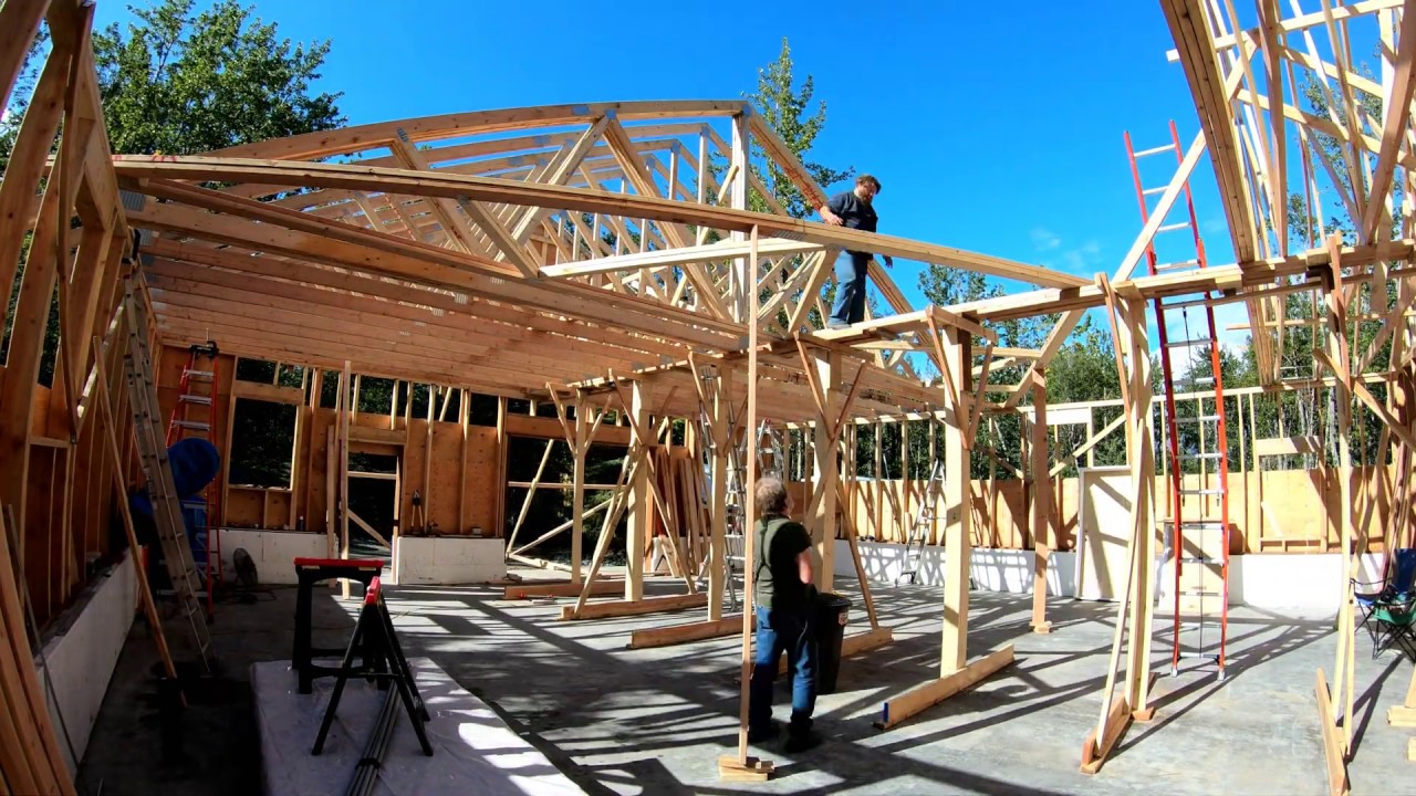 Alaska Building - Standing roof trusses. - YouTube