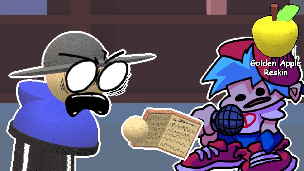 || FNF || Golden apple Reskin v1.2. || Bookworm || - YouTube