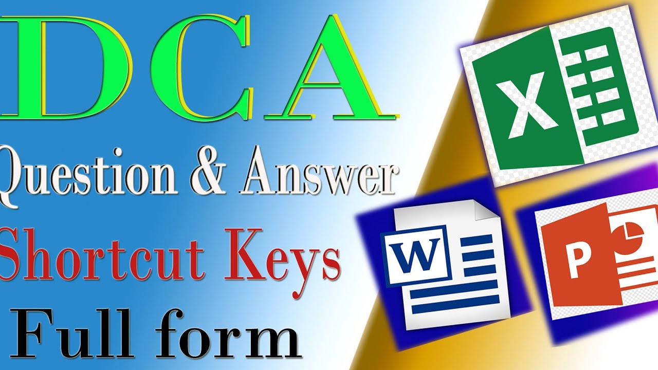 DCA Question and answer/ computer shortcut keys and full form. - YouTube