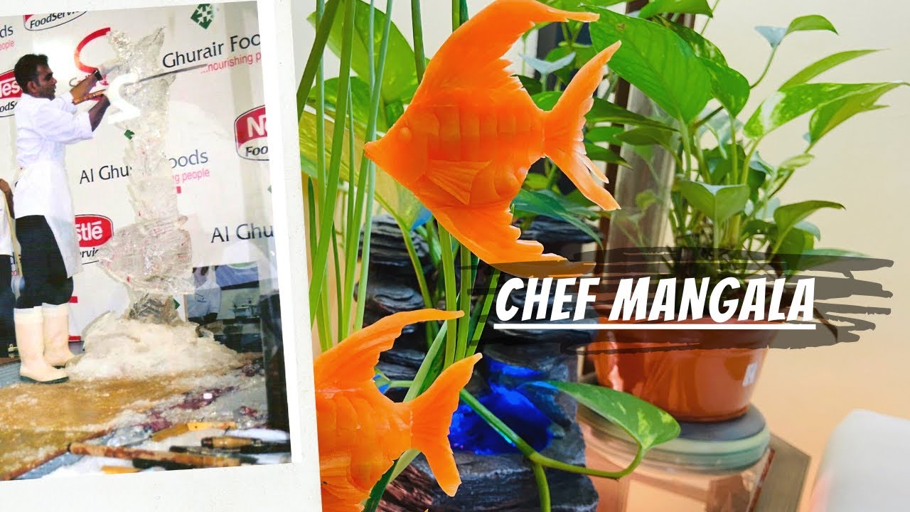 Carving a Carrot into a Angel Fish by Chef Mangala - YouTube