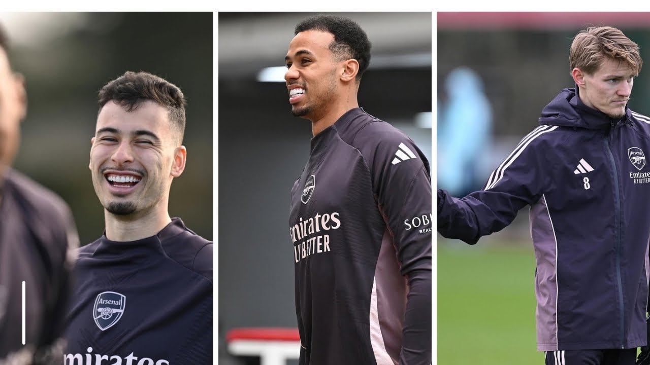 Arsenal training today ahead of Manchester City clash at the Emirates ...