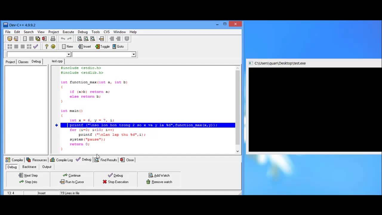 Lập trình C Bài cuối ++ debug trong dev C - YouTube
