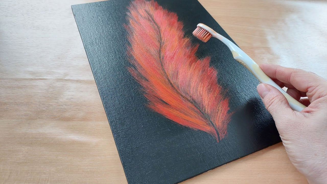 Feather drawing | Feather painting with Toothbrush | How to paint ...