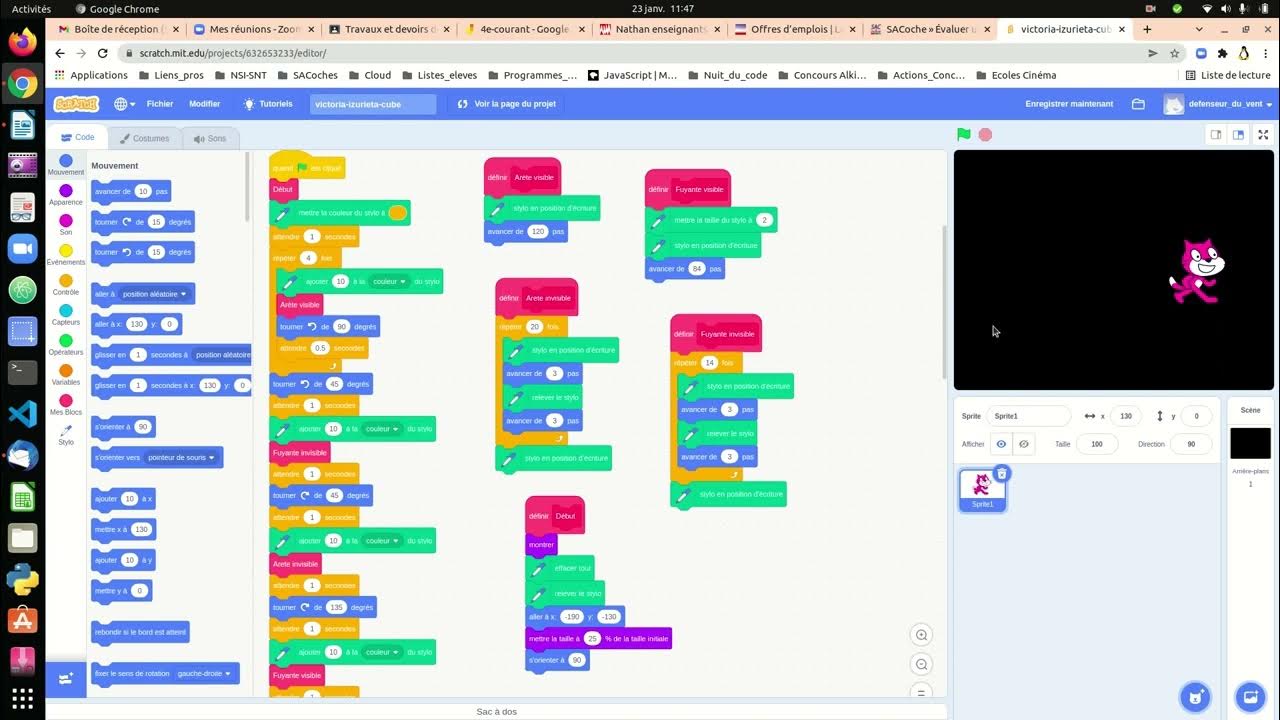 Scratch - Cycle 3 et 4 - Cube en perspective cavalière - YouTube