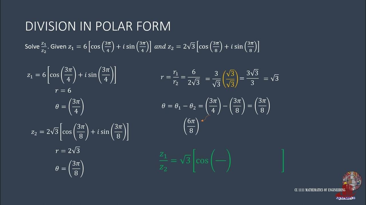 COMPLEX NUMBERS: DIVISION IN POLAR FORM - YouTube