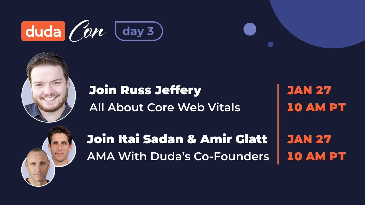 DudaCon day 3 ( Core Web Vitals + AMA with Itai Sadan and Amir Glatt ...