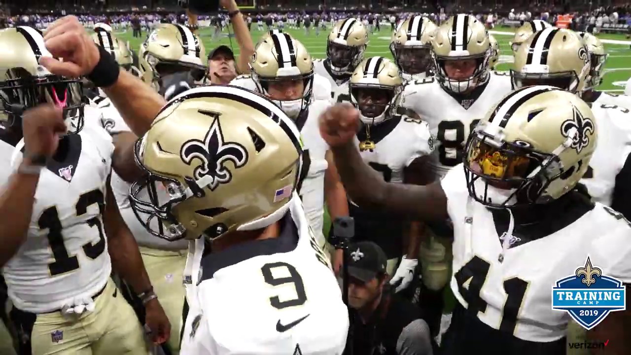 Drew Brees Leads the Pregame Huddle | Saints vs. Vikings | NFL ...