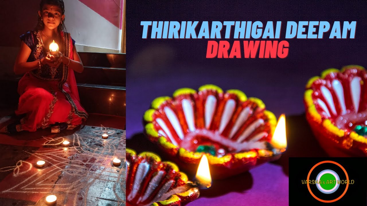 Thirikarthigai Deepam Drawing || Watercolor Drawing || Varsha'a art ...