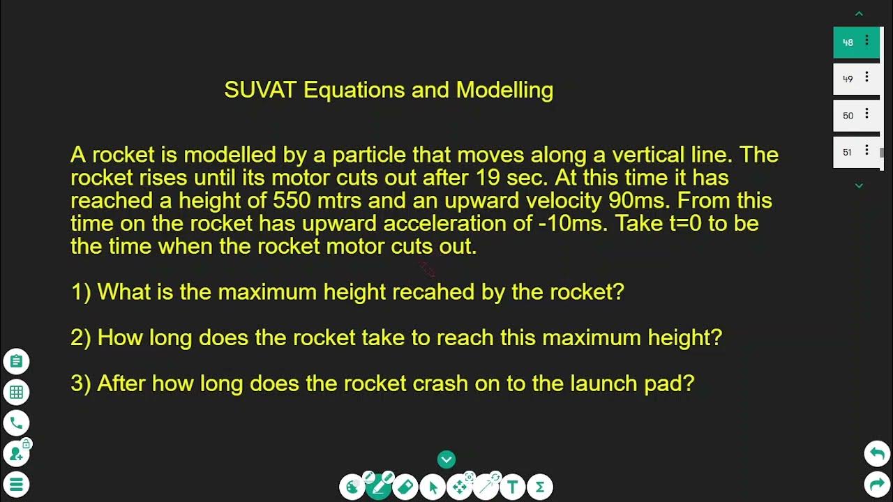 SUVAT equations and Modelling Finding the maximum height of the rocket ...
