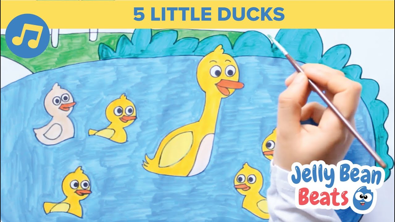 Five Little Ducks Song + Drawing Video for Kids | Nursery Rhymes for ...