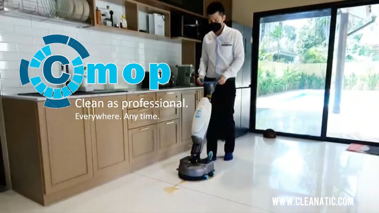 Cleanatic C-MOP เครื่องขัดทำความสะอาดพื้น พร้อมดูดกลับ Mini Floor Scrubber - YouTube