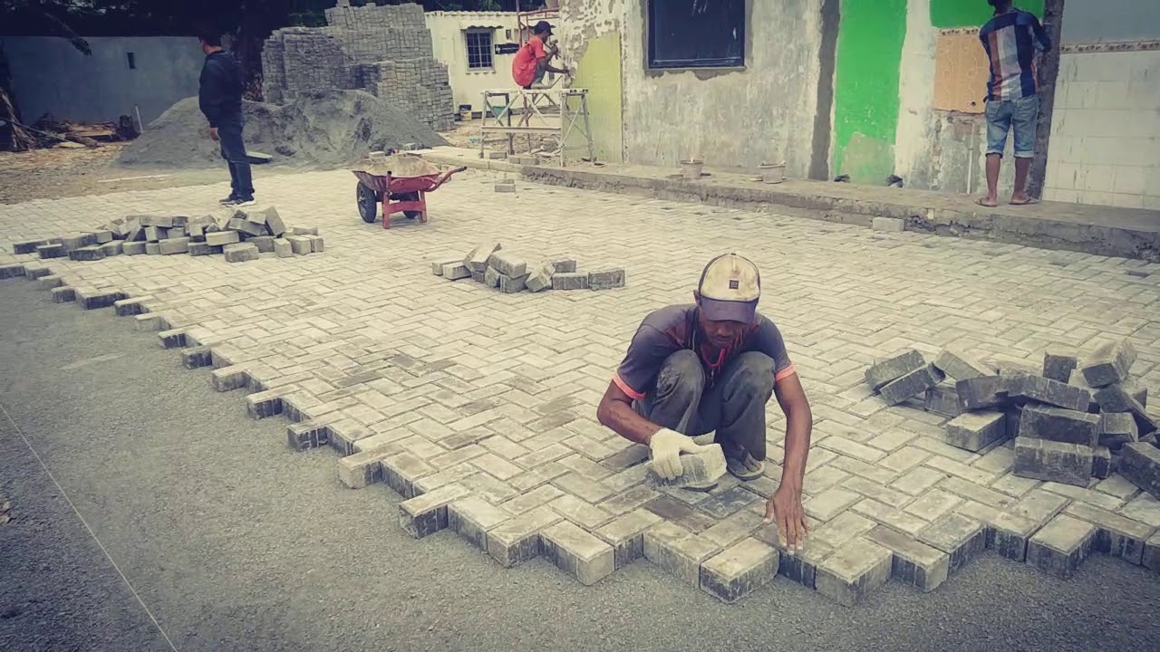 cara pemasangan paving block bata - YouTube