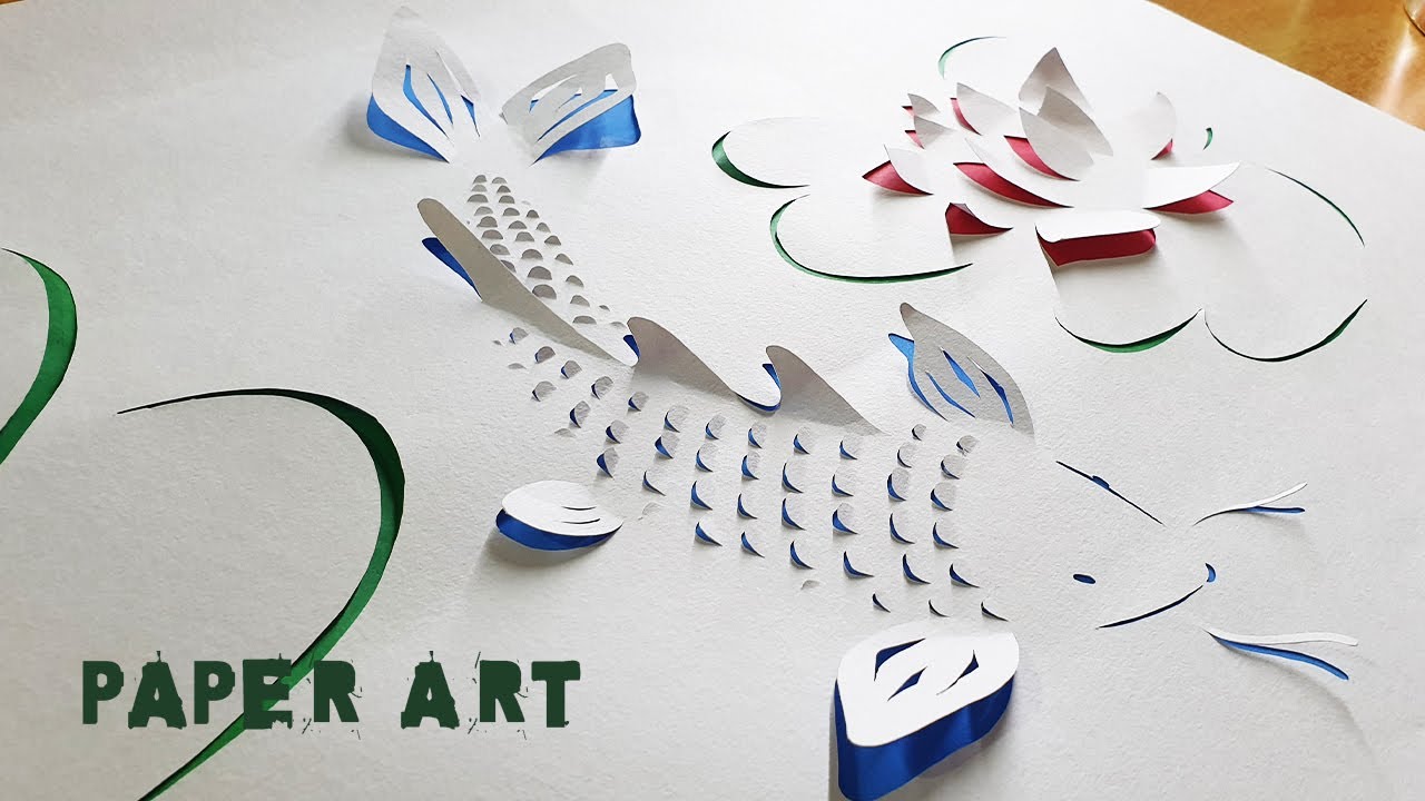 Paper Art | Fish paper cut decor | How to make fish paper cut art ...