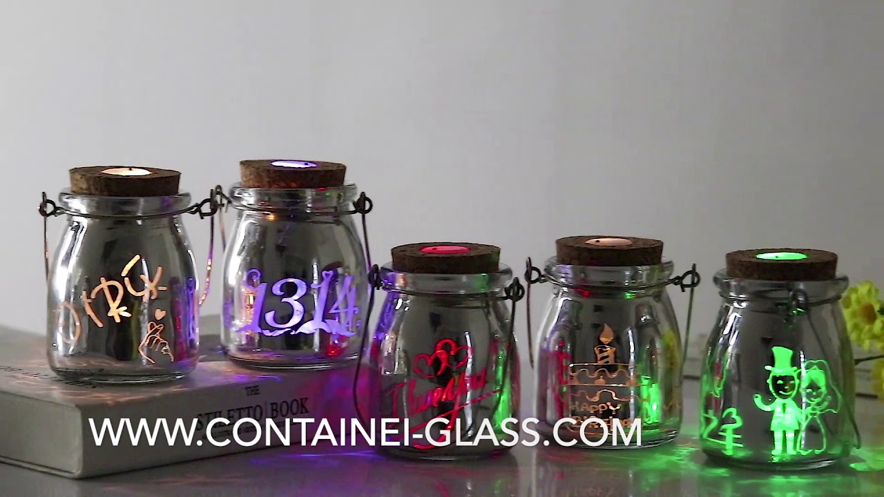 pudding jar LED lights lamp, metallic, laser pattern - YouTube