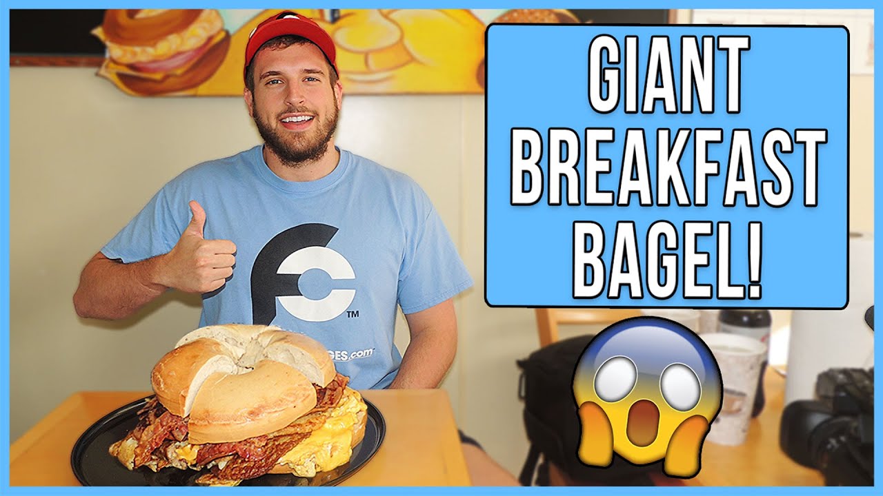 Giant Breakfast Bagel Sandwich Challenge in New Jersey! - YouTube