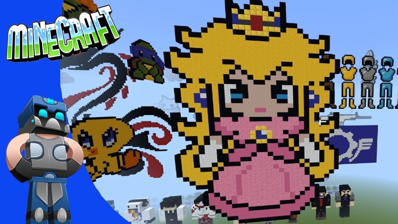 Minecraft: Como hacer Peach Pixel art Tutorial - YouTube