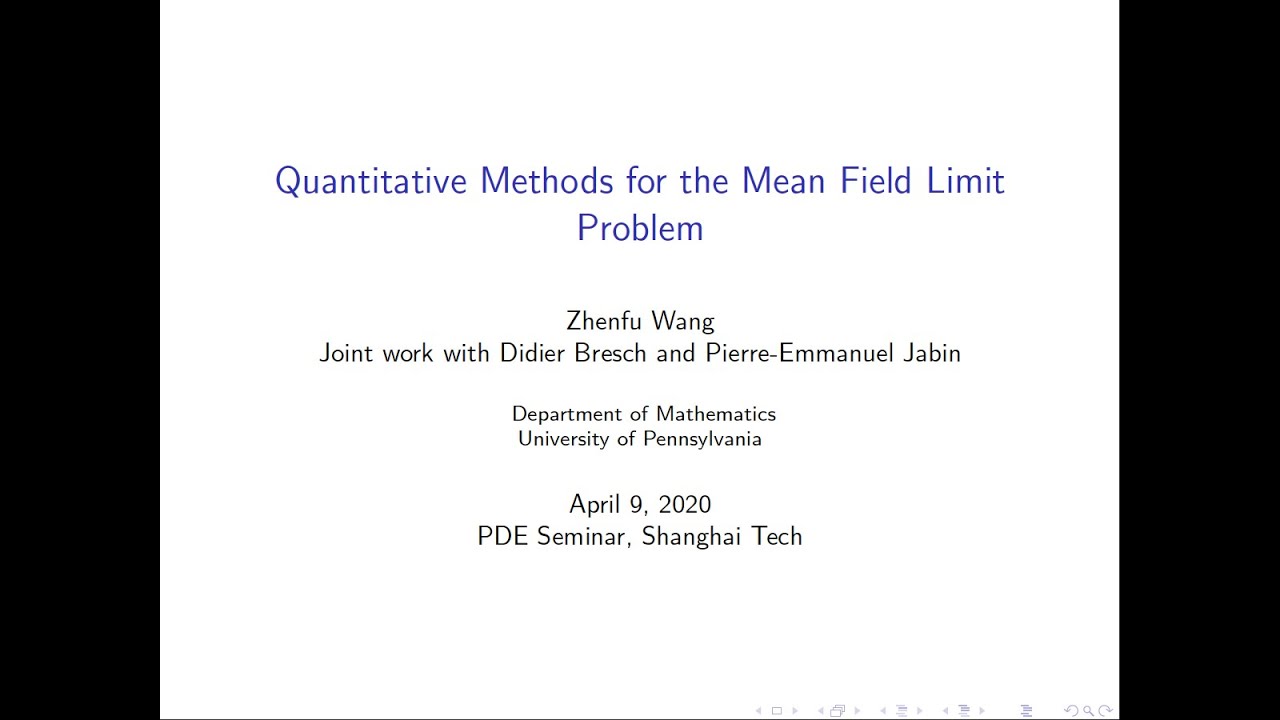 Quantitative Methods for the Mean Field Limit Problem-Zhenfu Wang - YouTube