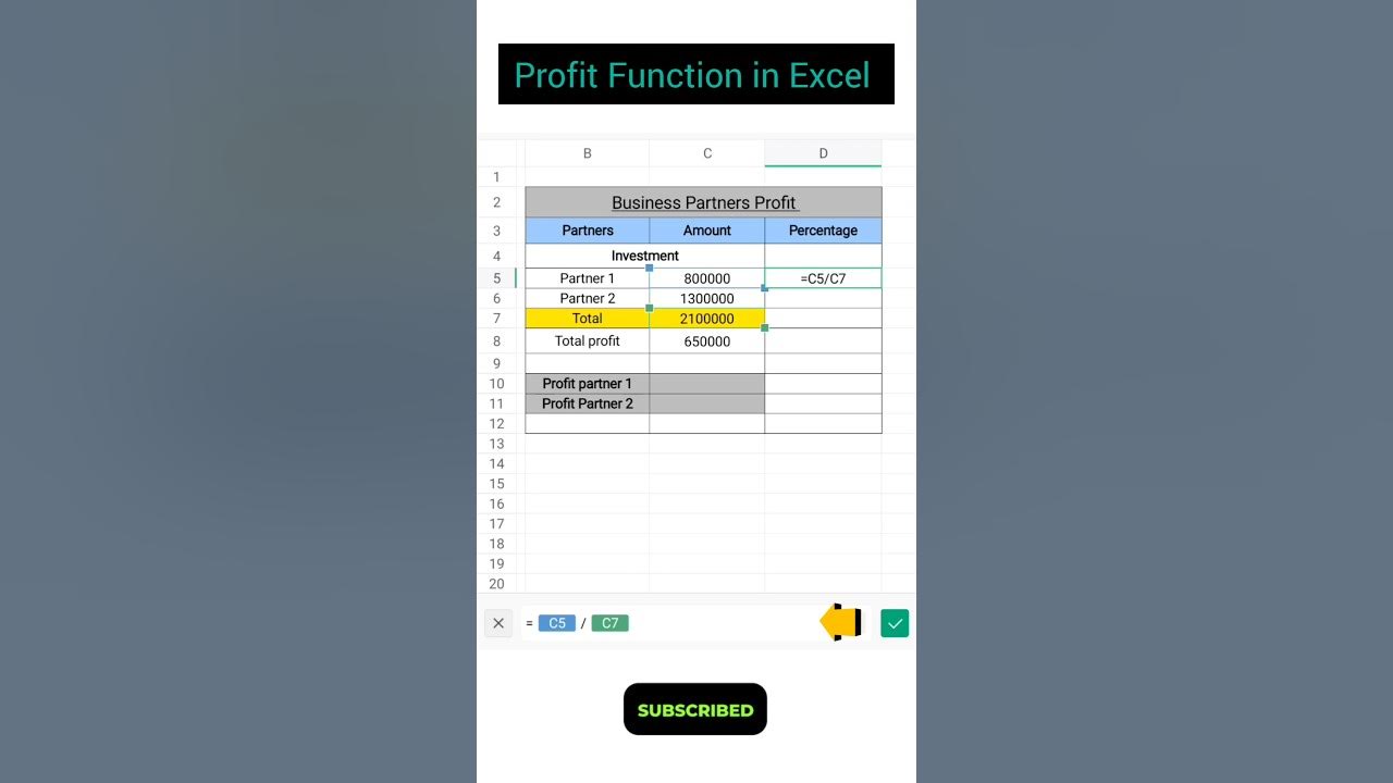 Business Profit Function का Use कैसे करें | Profit Function In Excel