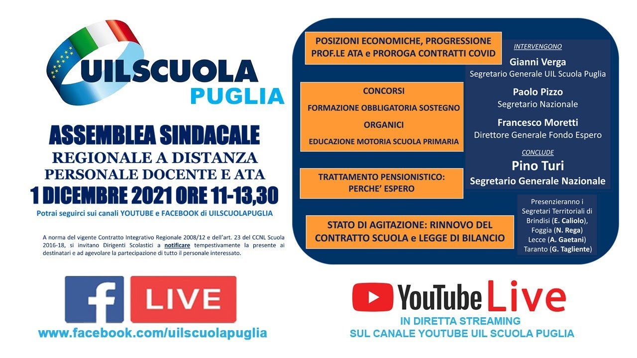 Assemblea Sindacale Regionale 1 dicembre 2021 ore 11 - YouTube