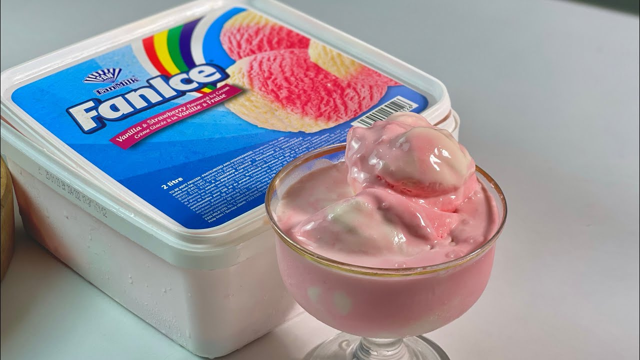 HOW TO MAKE VANILLA AND STRAWBERRY FAN ICE ICE CREAM AT HOME - YouTube