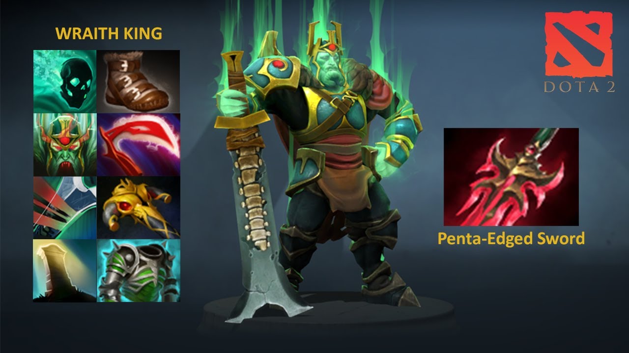 Wraith King Full Item Gameplay | Dota II 2021 Video | Penta-Edged Sword ...