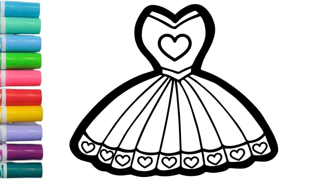 Simple dress Drawing ,Coloring and painting for kids & Toddlers || How ...