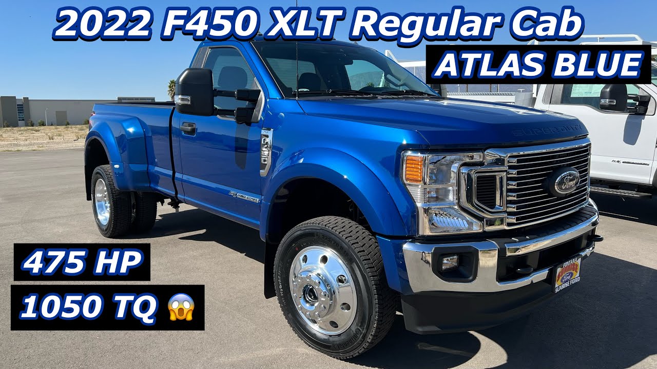 2022 F450 Single Cab in Atlas Blue - YouTube