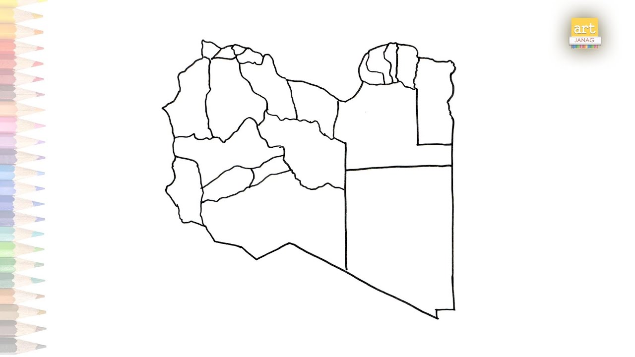 Libya Map outline | How to draw Libya Map step by step | Map drawing ...