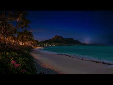 Midnight in Hawaii | Quiet Island Coast & Ocean Waves