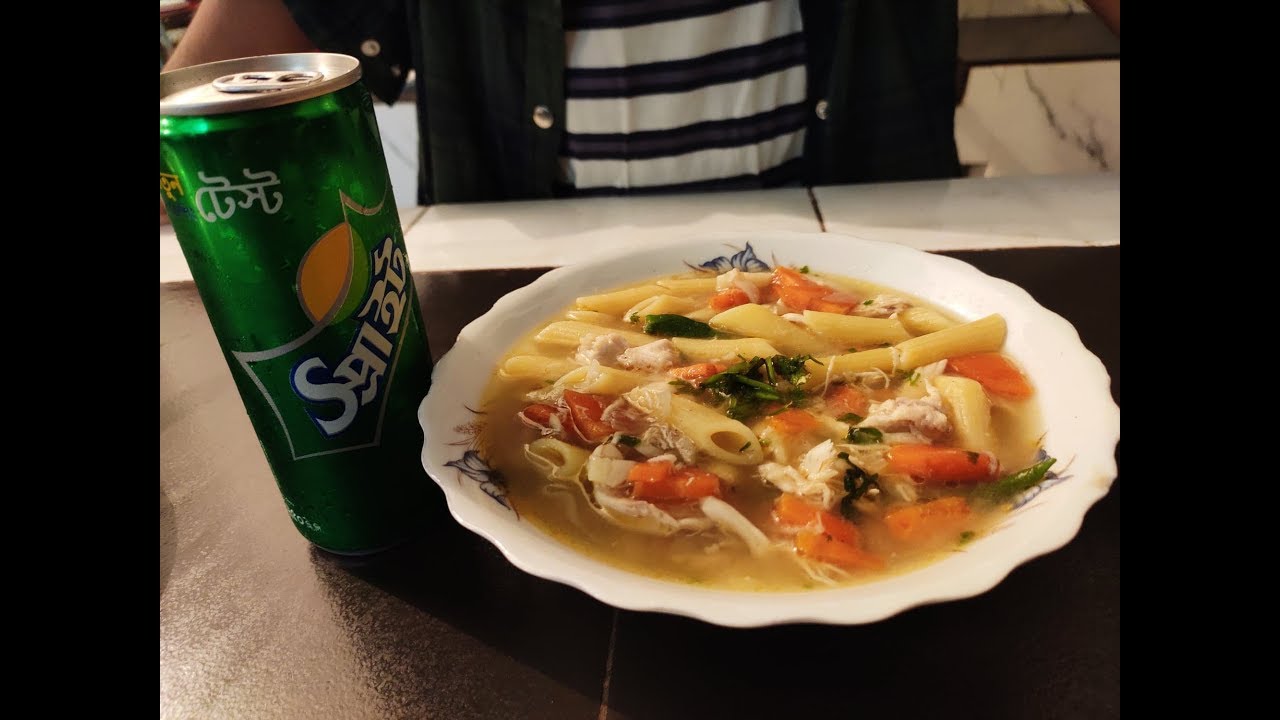 Chicken noodle soup with a Sprite on the side ;) - YouTube