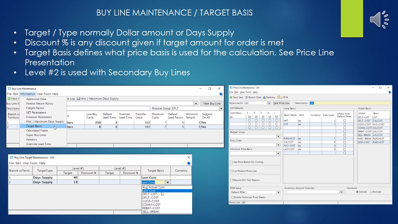 Epicor Eclipse ERP Buy Line and Procurement Group Maintenance - YouTube