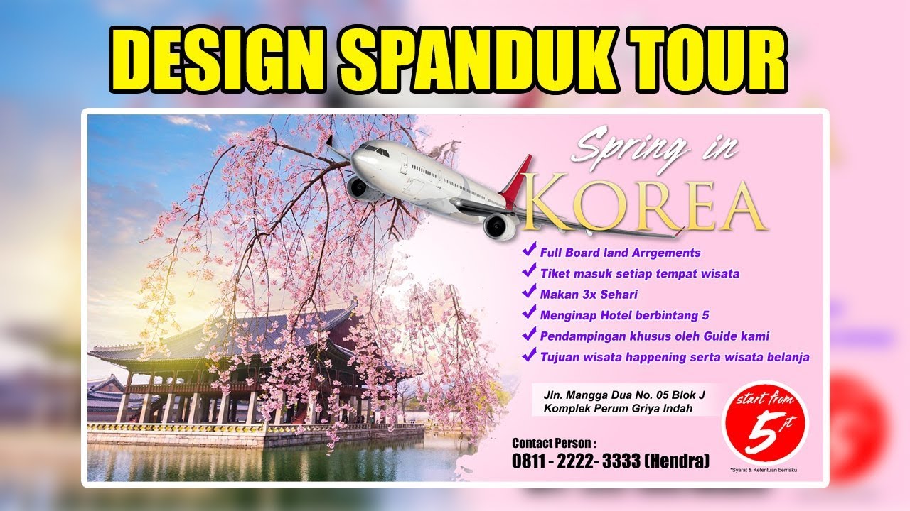 MEMBUAT DESIGN SIMPLE SPANDUK TOUR || ADOBE PHOTOSHOP CS 3 - YouTube