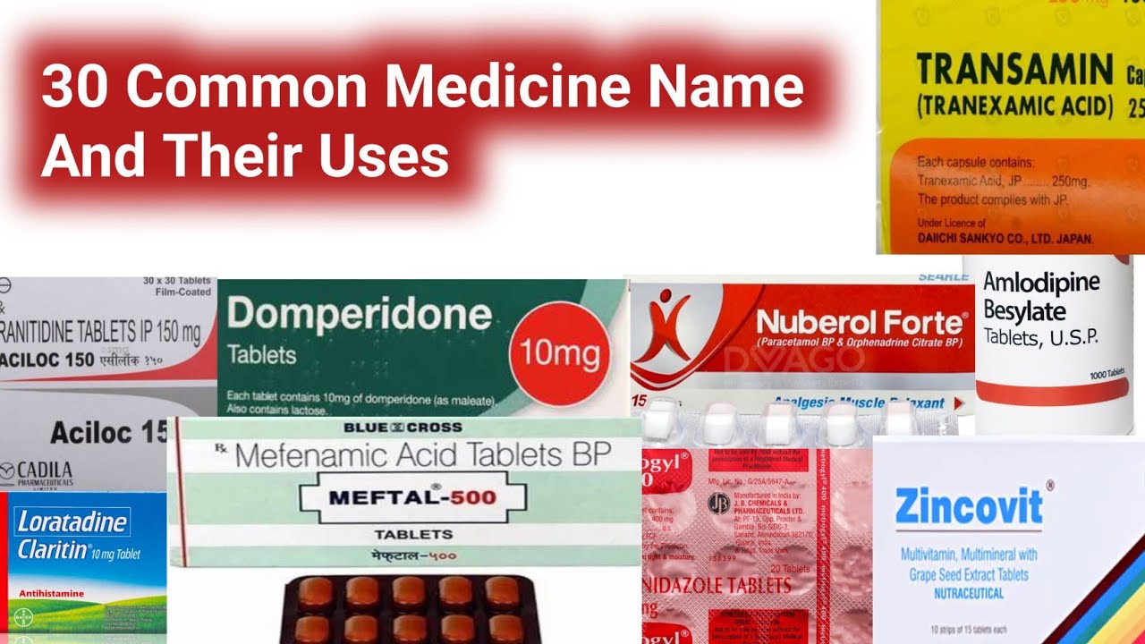 30 Common Medicine Name And Their Uses/ 30 Normal इस्तेमाल की जाने वाली ...