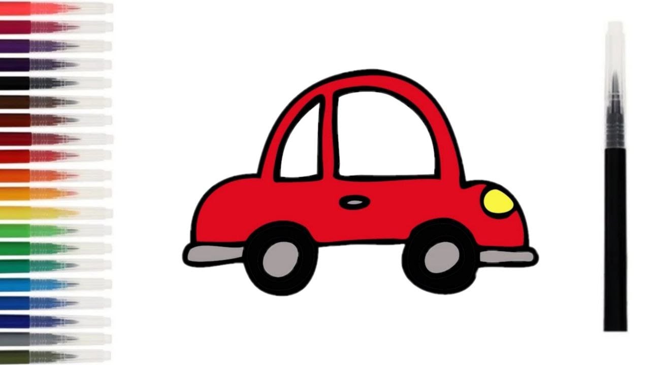 How to draw a car cartoon car coloring for kids - YouTube