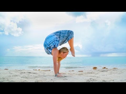 Beach Yoga Handstand in a Dress