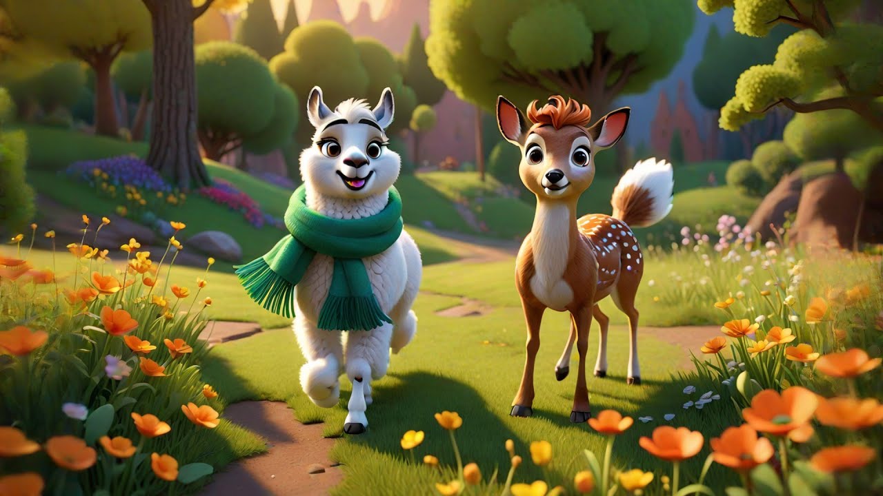 Four Fluffy Llamas Nap on the Lawn | Llama Song for Kids | Nursery ...