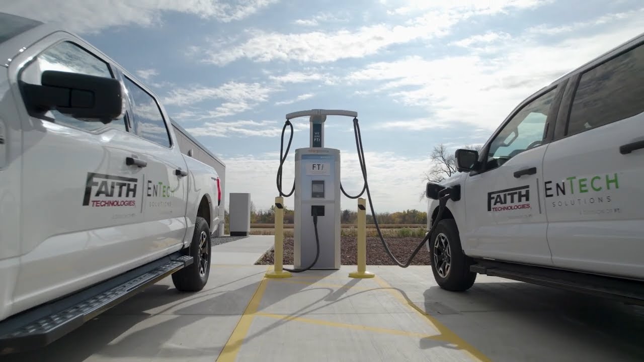 Faith Technologies Incorporated charges on with a green fleet - YouTube