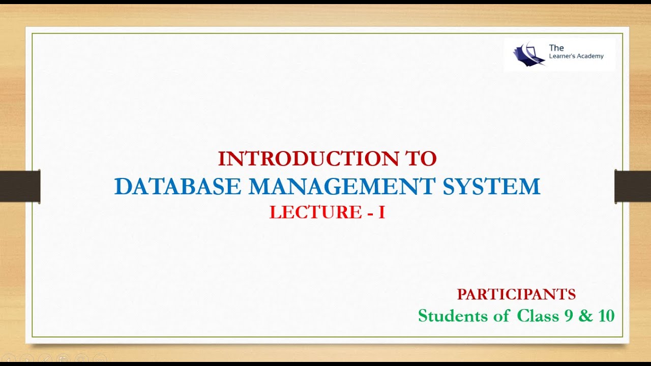 DBMS - Lecture I - YouTube