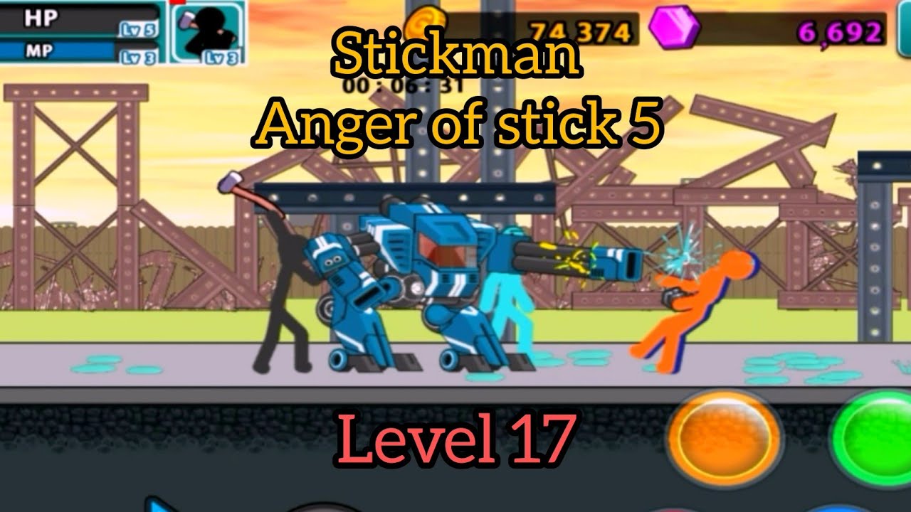 hard play stickman anger of stick 5 level 17 - YouTube