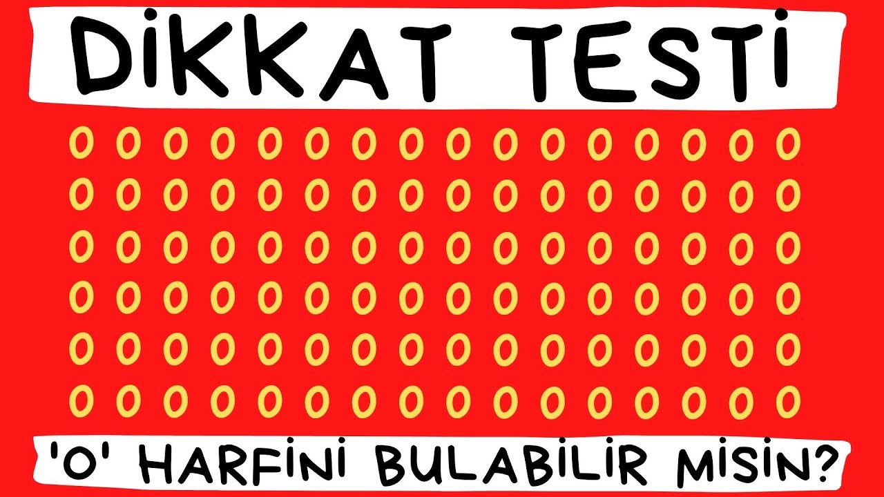 Dikkat Testi. Harf bulmaca. Gizli harfleri bulma. Akıl zeka kağıt kalem ...