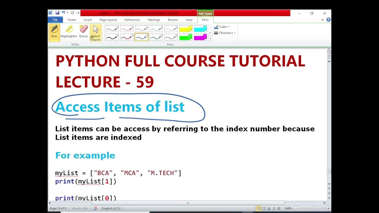 Python Lecture 59 Access List S Elements Full Explanation With Code Ecl365classes Youtube