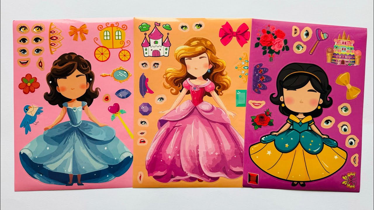 [ STICKER ASMR ] DISNEY PRINCESS STICKER BOOK MAKEOVER 👗 - YouTube