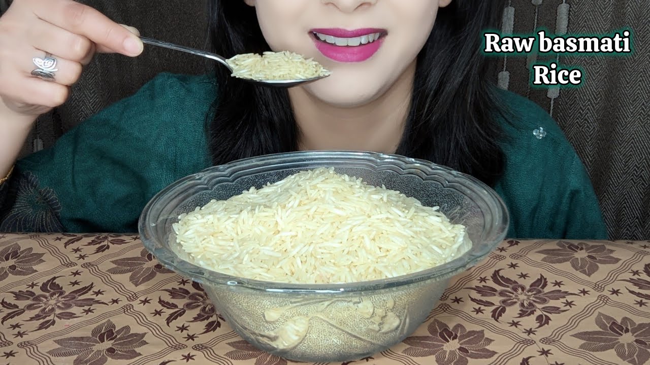 ASMR RAW RICE EATING // LONG GRAIN BASMATI RICE - YouTube