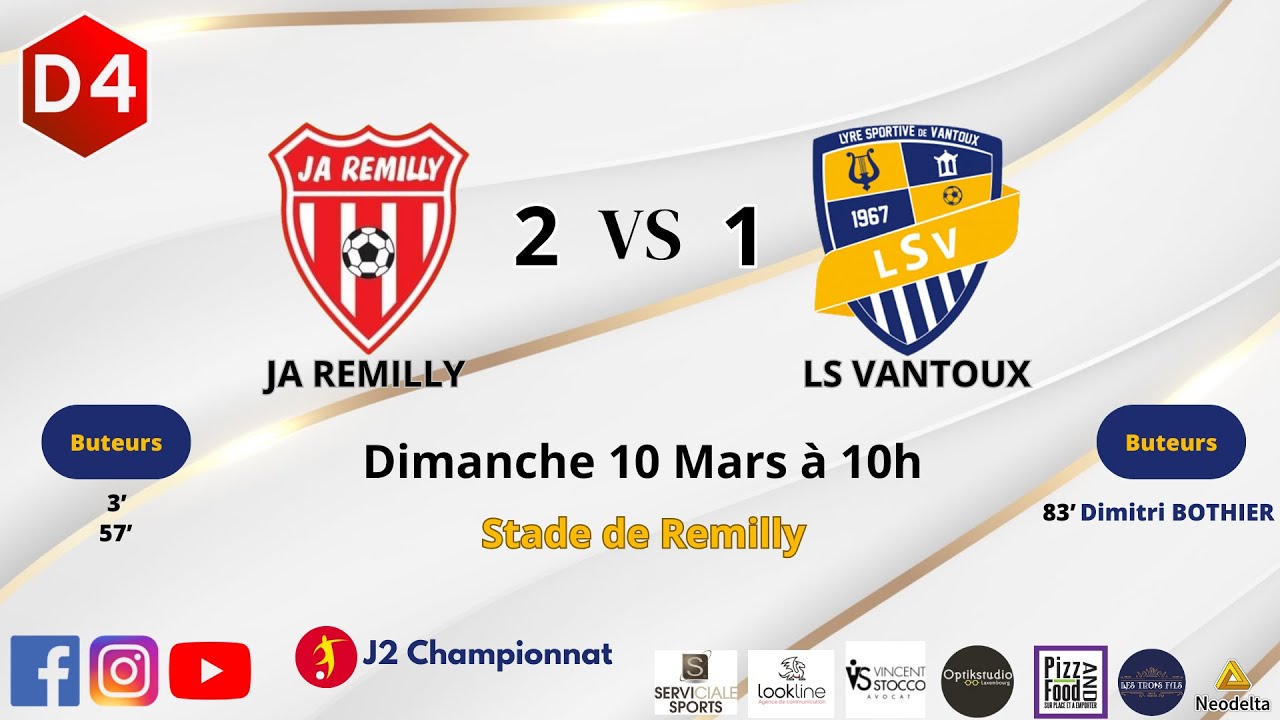 Match entier J2 PHASE HAUTE ÉQUIPE 1 (JA REMILLY vs LA LYRE SPORTIVE DE ...